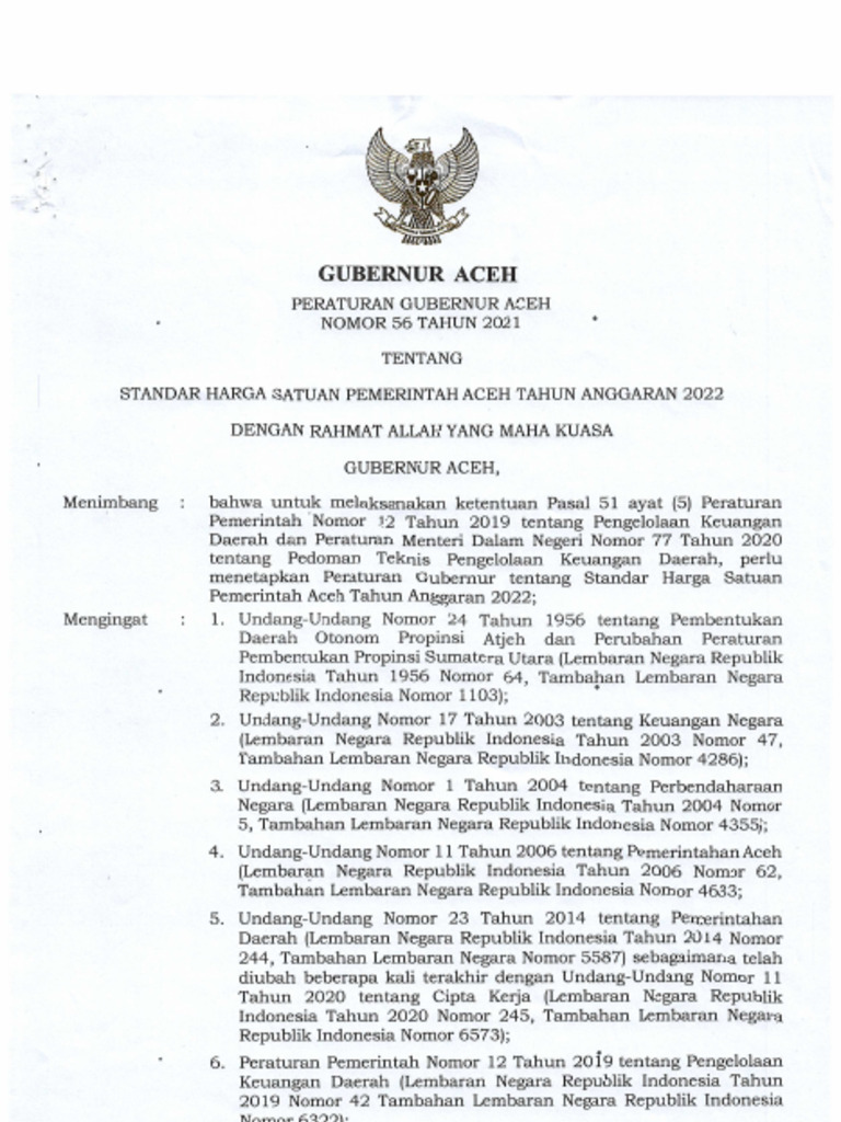 Pergub SBU 2021 - Lampiran I II SHS 2022 | PDF