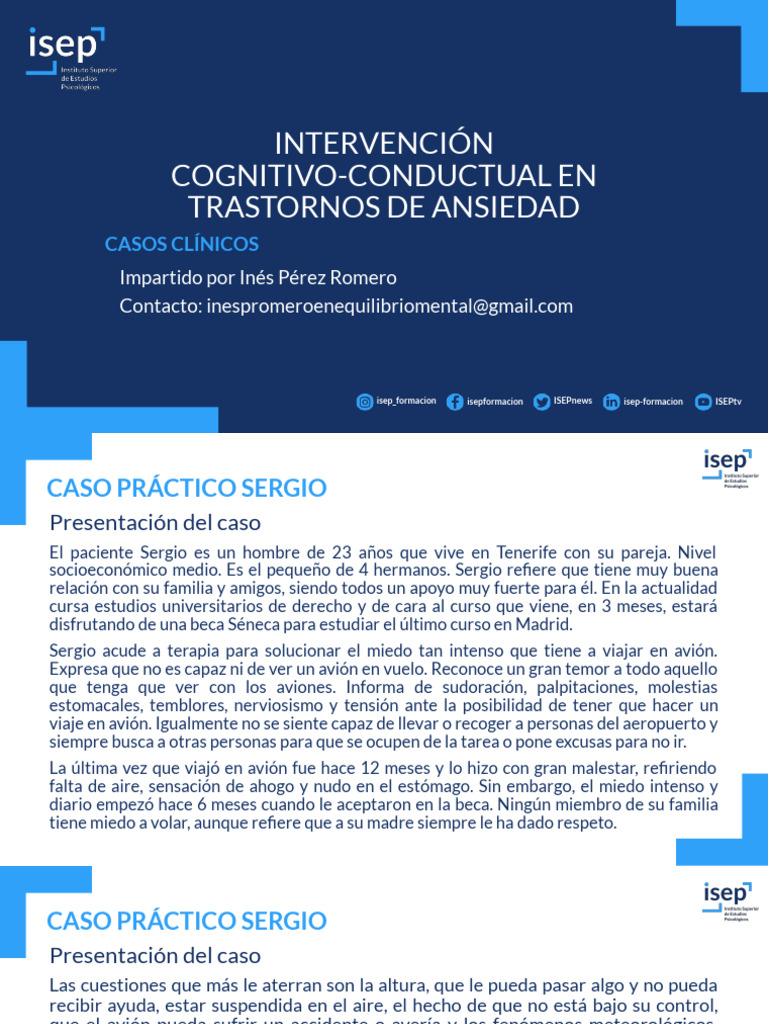 Intervención Cognitivo-Conductual en Trastornos de Ansiedad. Casos Prácticos - Inés Pérez Romero ...