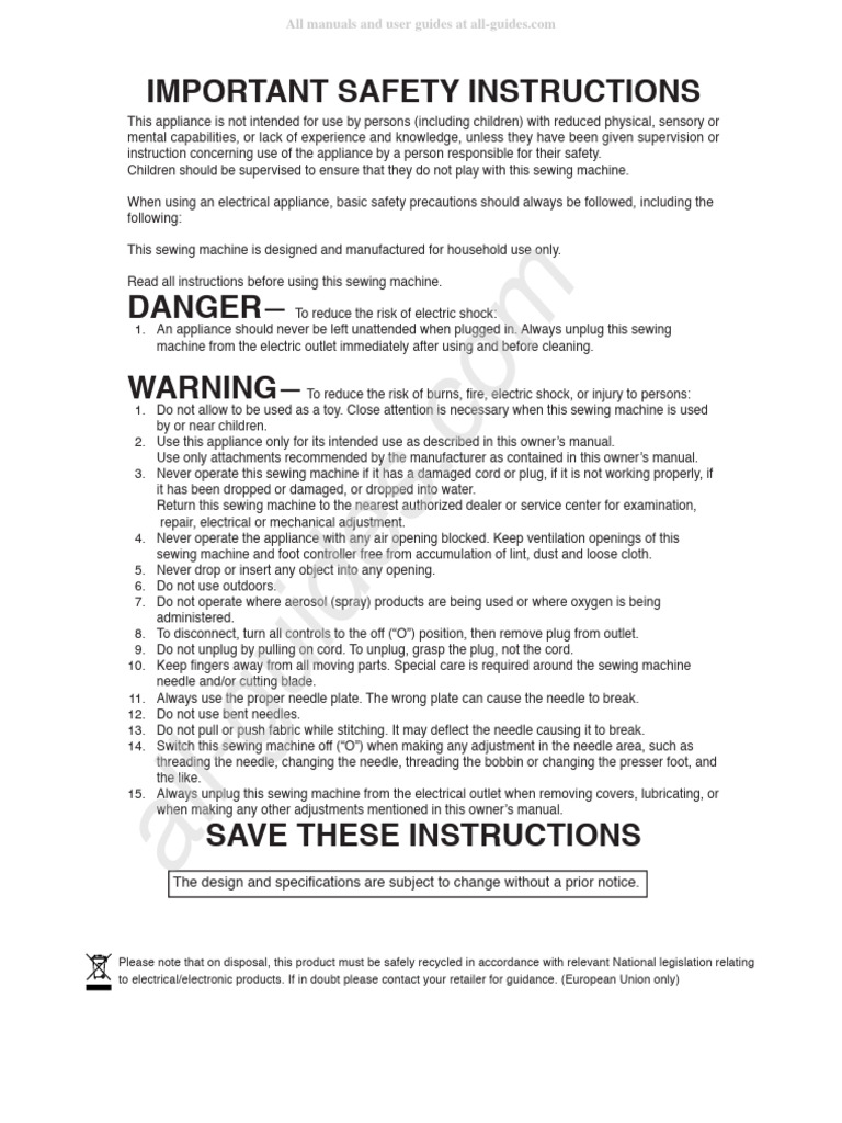 Elna Haute Couture 9600 Sewing Machine Instruction Manual | PDF