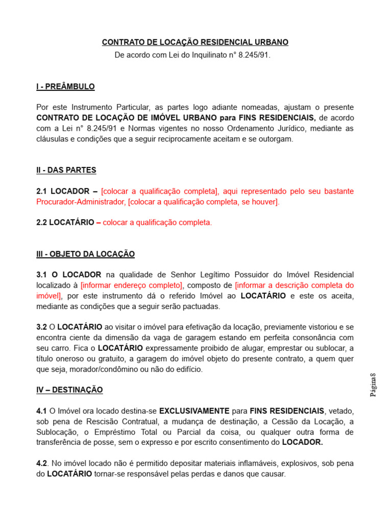 Modelo Contrato de Locacao Residencial Atualizado | PDF