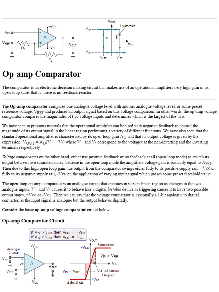 Op-Amp Comparator and The Op-Amp Comparator Circuit | PDF | Operational ... Op-Amp Comparator and The Op-Amp Comparator Circuit | PDF | Operational ...