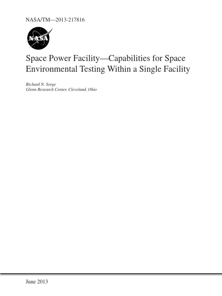 NASA Space Power Facility Capabilities For Environmental Testing in A | PDF