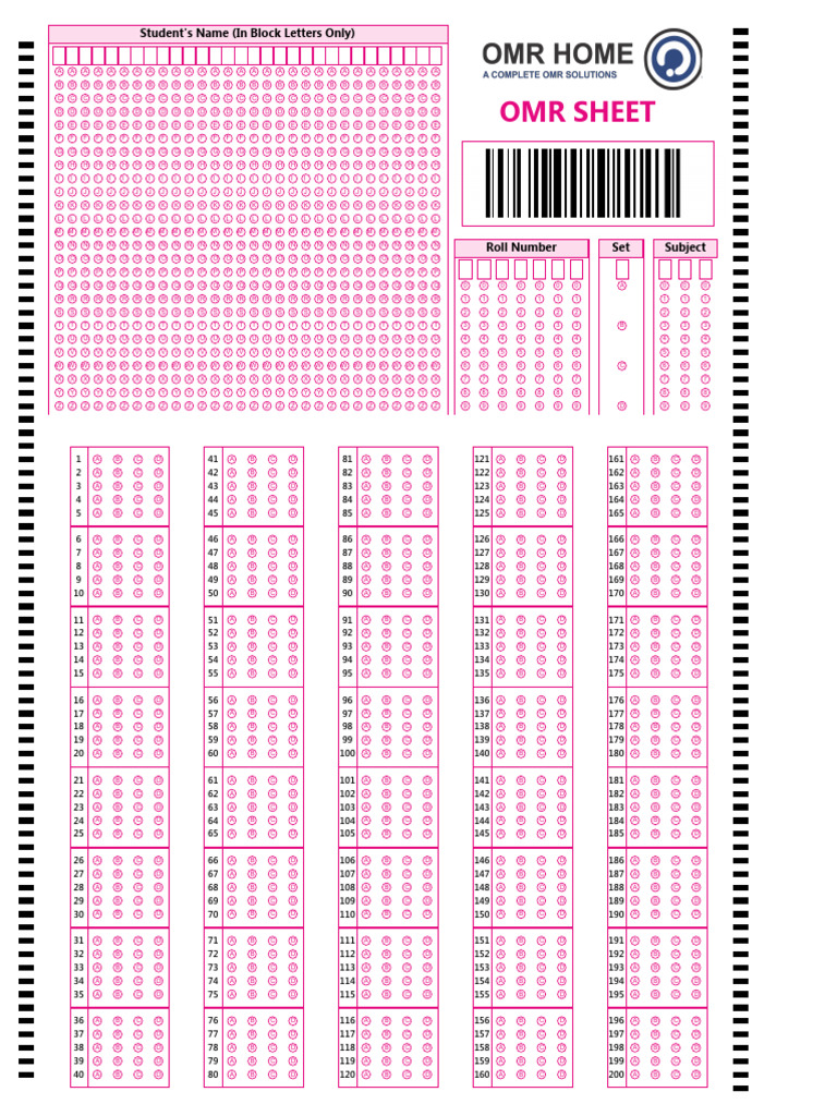 OMR Sheet Template for Students | PDF
