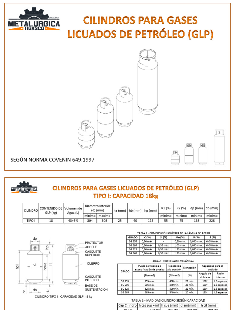 Ficha Tecnica Cilindros GLP | PDF | Tratamiento a base de calor | Química