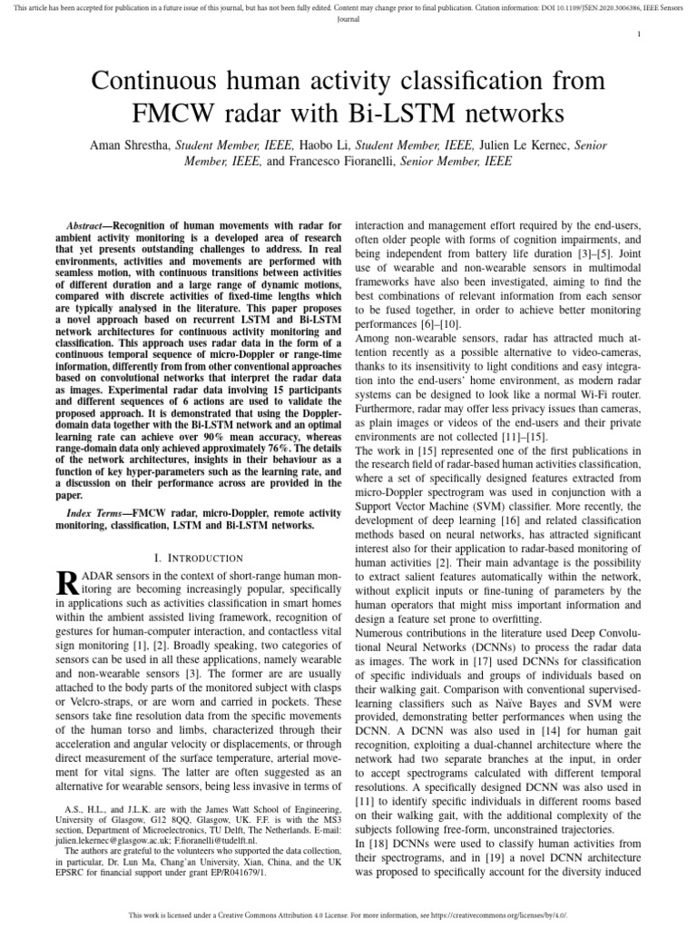 Continuous Human Activity Classification From FMCW | PDF