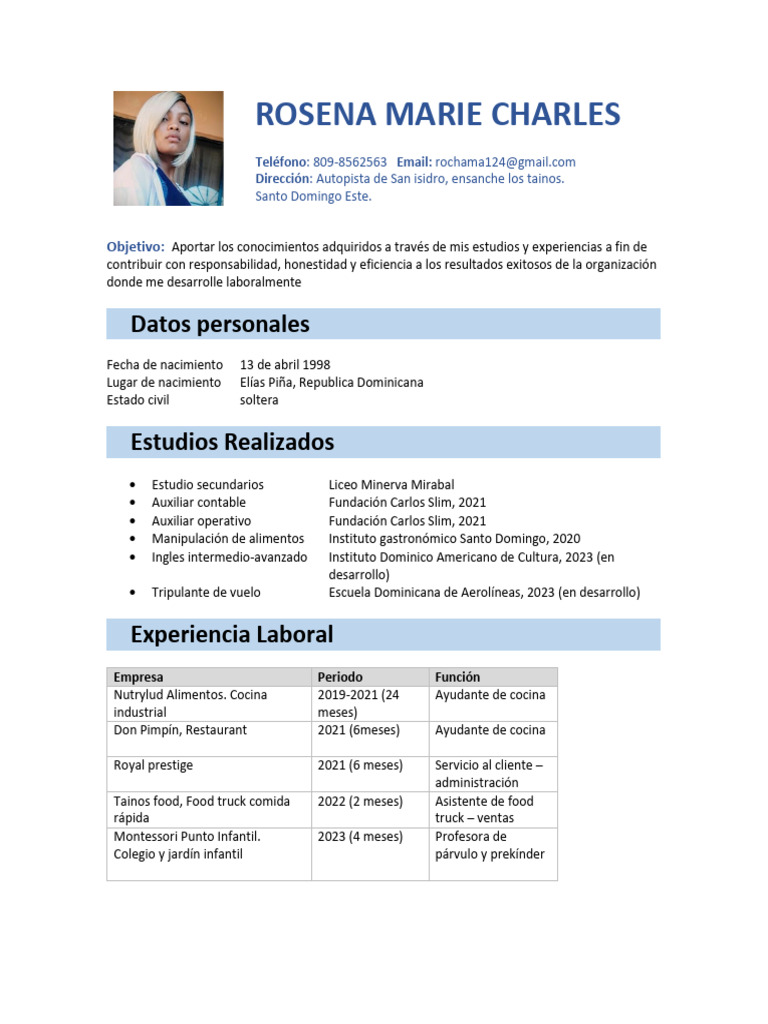 CV ROSENA MARIE CHARLES | PDF