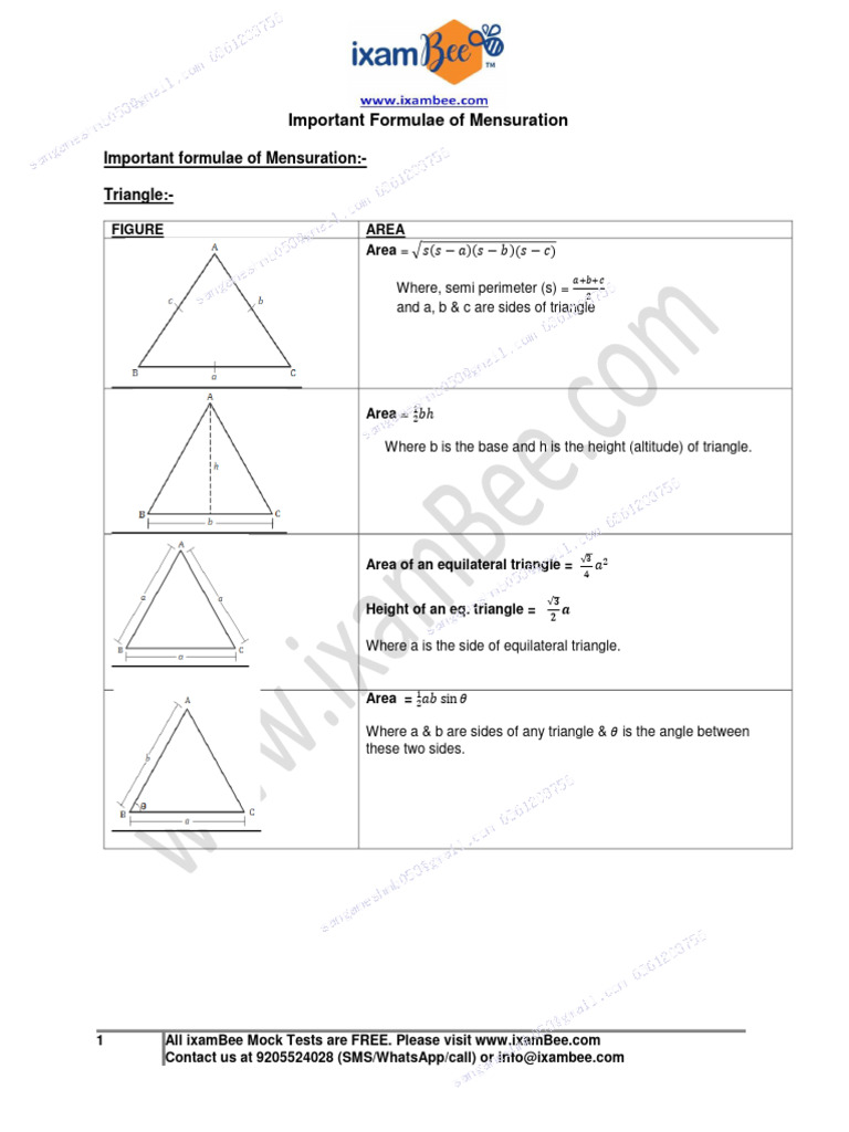 All Mensuration Formulas List | PDF