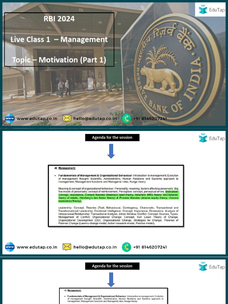 Live Class 1 Management 2 November 2023 Lyst9197 | PDF | Motivational | Motivation