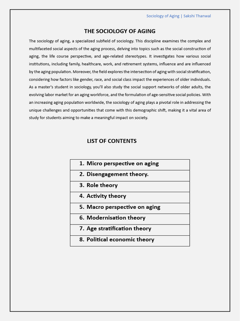 Sociology of Aging Masters | PDF | Ageing | Gerontology