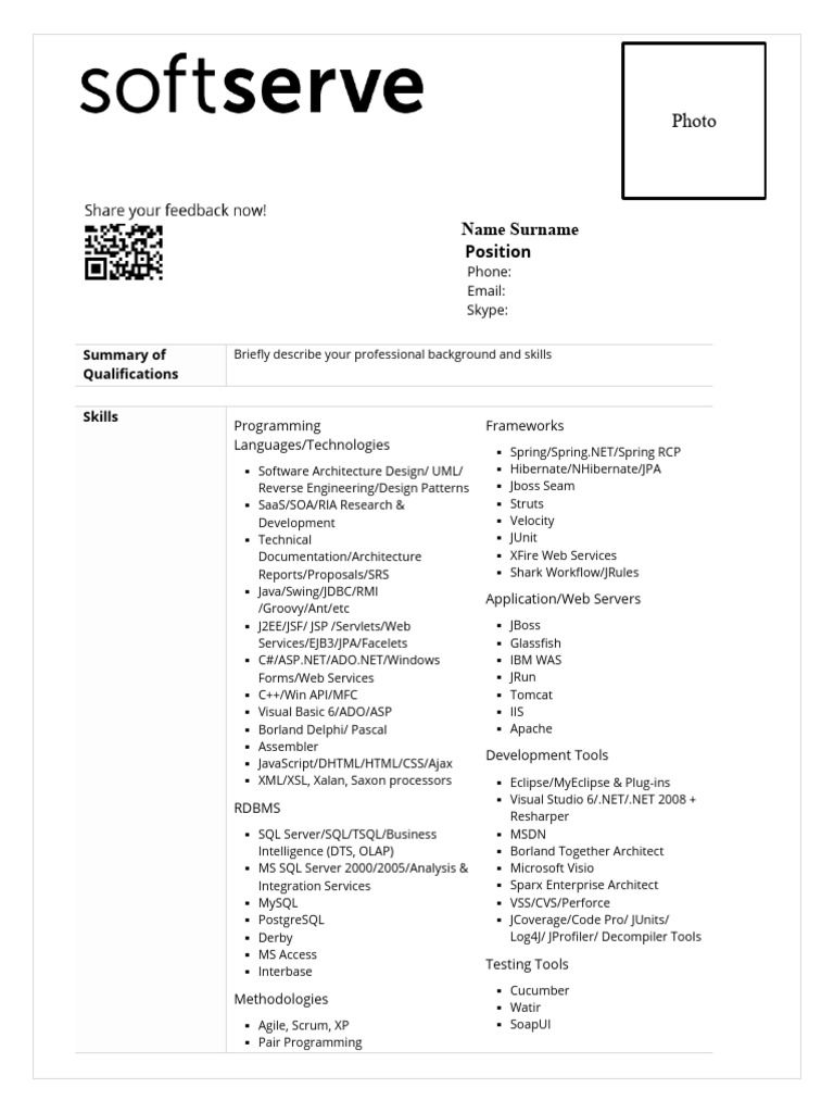 CV Template For IT Academy 2020 | PDF