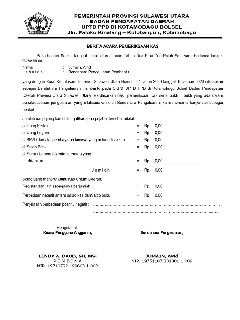 Ba Contoh Register Penutupan Kas | PDF