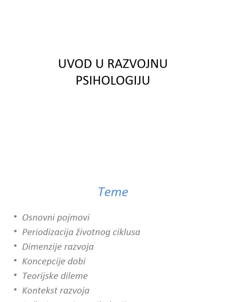 Uvod U Razvojnu Psihologiju | PDF