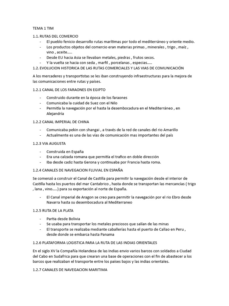 Tema 1 Tim | PDF | Canal | Comercio