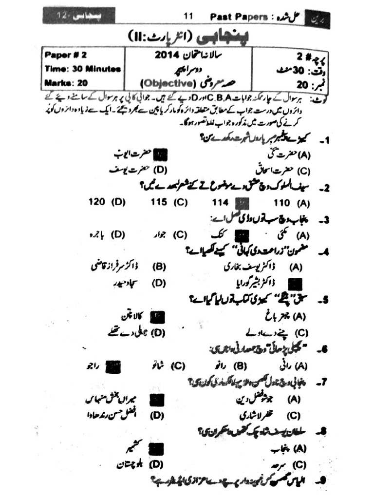 2nd Punjabi Solved Paper-2 - Compressed | PDF