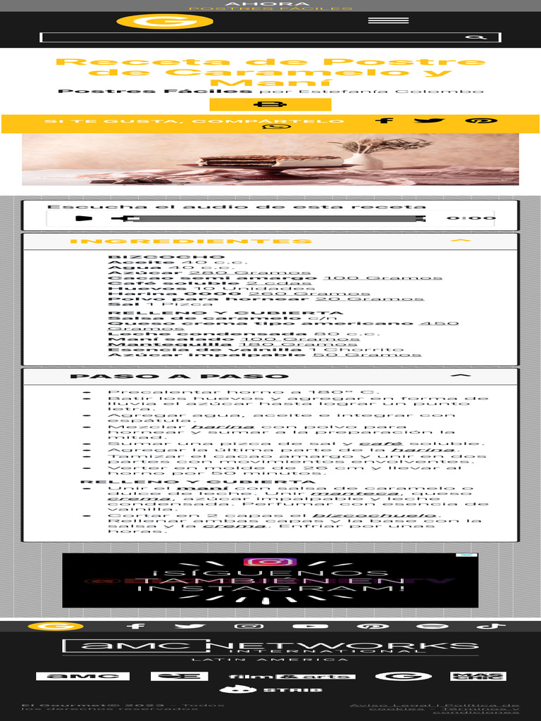 Postre de Caramelo y Maní - El Gourmet | PDF