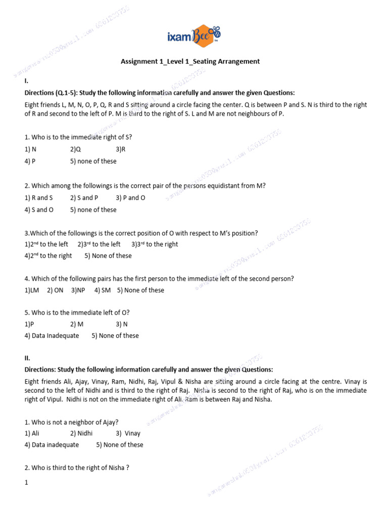 Assignment 1_Easy Level_Seating Arrangement | PDF