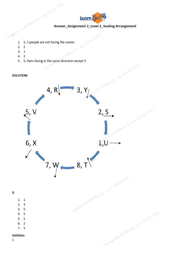 Answer Assignment 2 Moderate Level Seating Arrangement | PDF ...