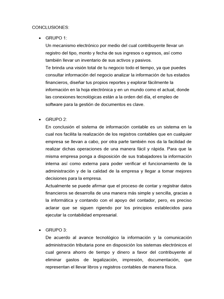 Conclusion Es | PDF | Contabilidad | Informática