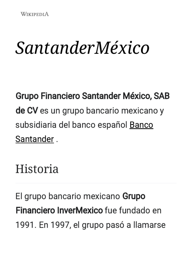 Santander México - Wikipedia | PDF | Bancos | Bancario