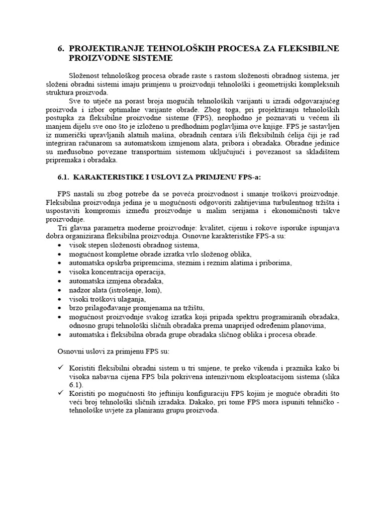 Projektovanje Tehnoloških Procesa Za FPS | PDF