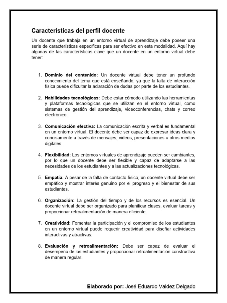 Características Del Perfil Docente | PDF