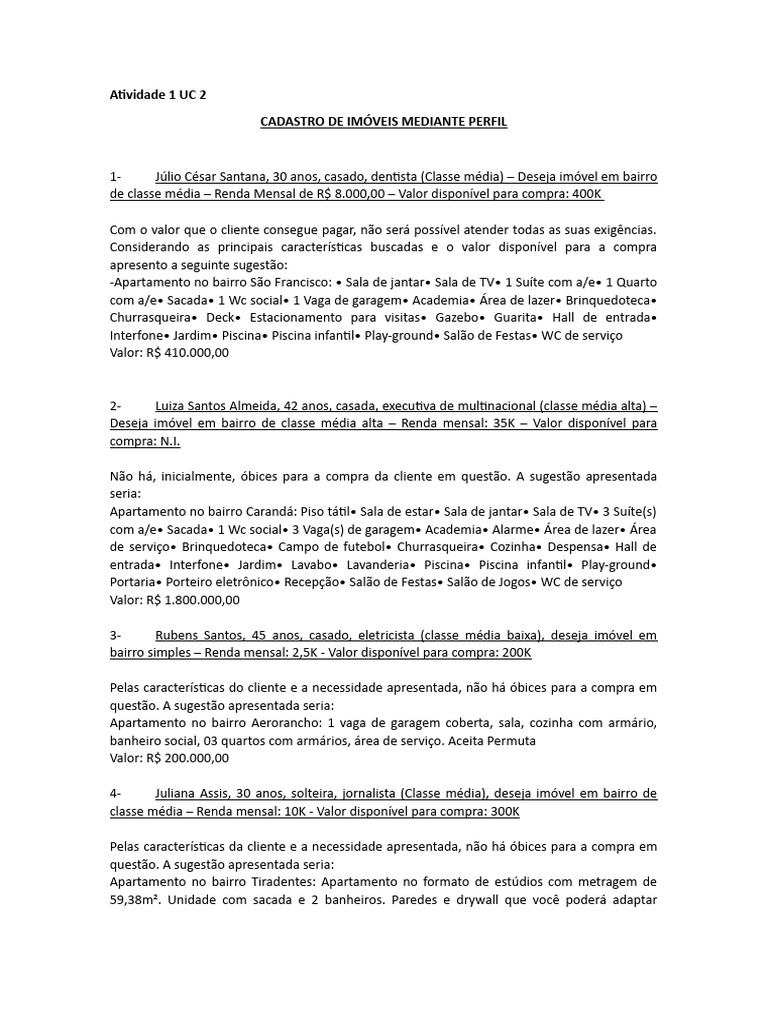 UC 2 Atividade 1 | PDF