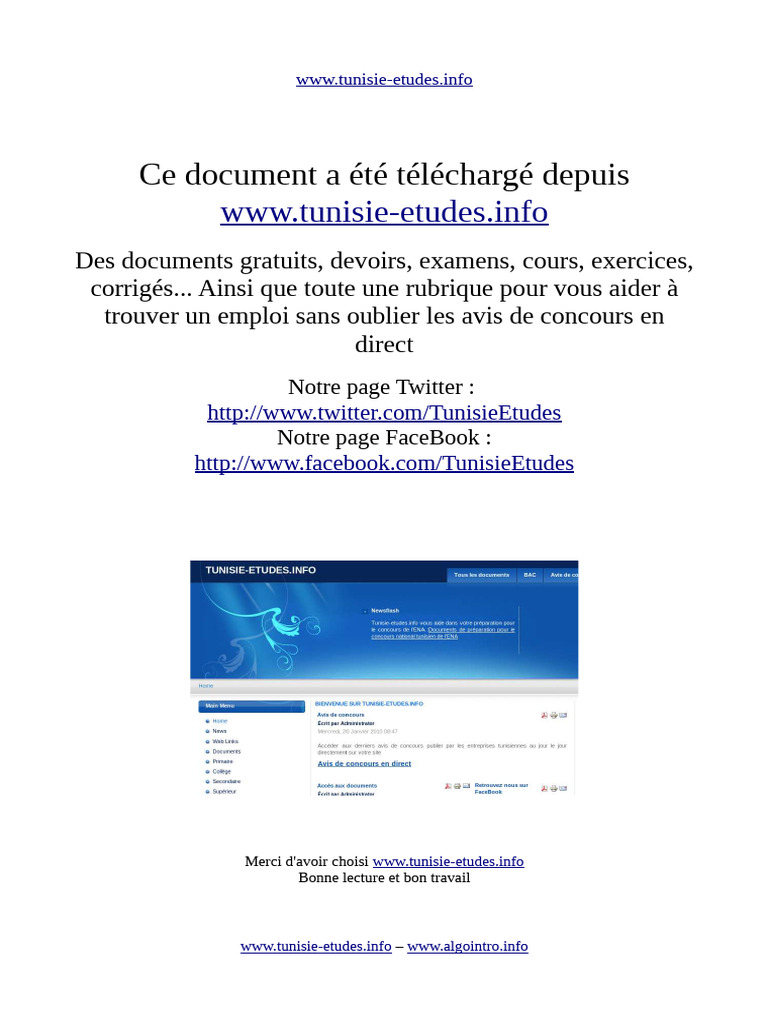 QCM Reseau Corrige 2008 WWW - Tunisie-Etudes - Info | PDF