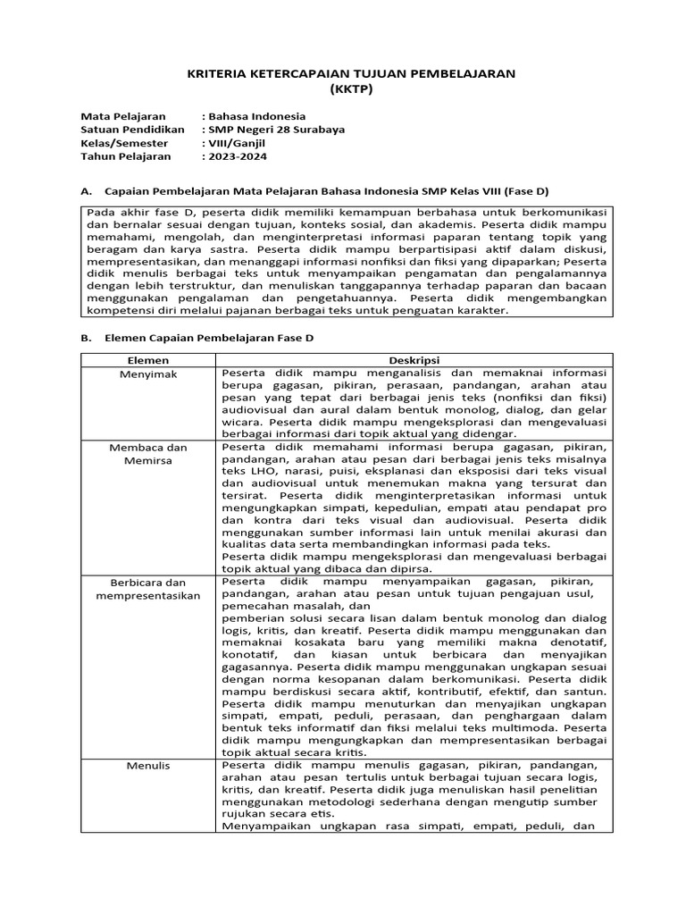 KKTP Semester 1 | PDF