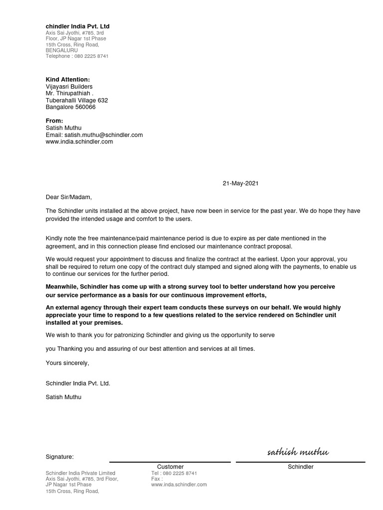 AMC Renewal Proposal For Vijayasri Builders (R) | PDF