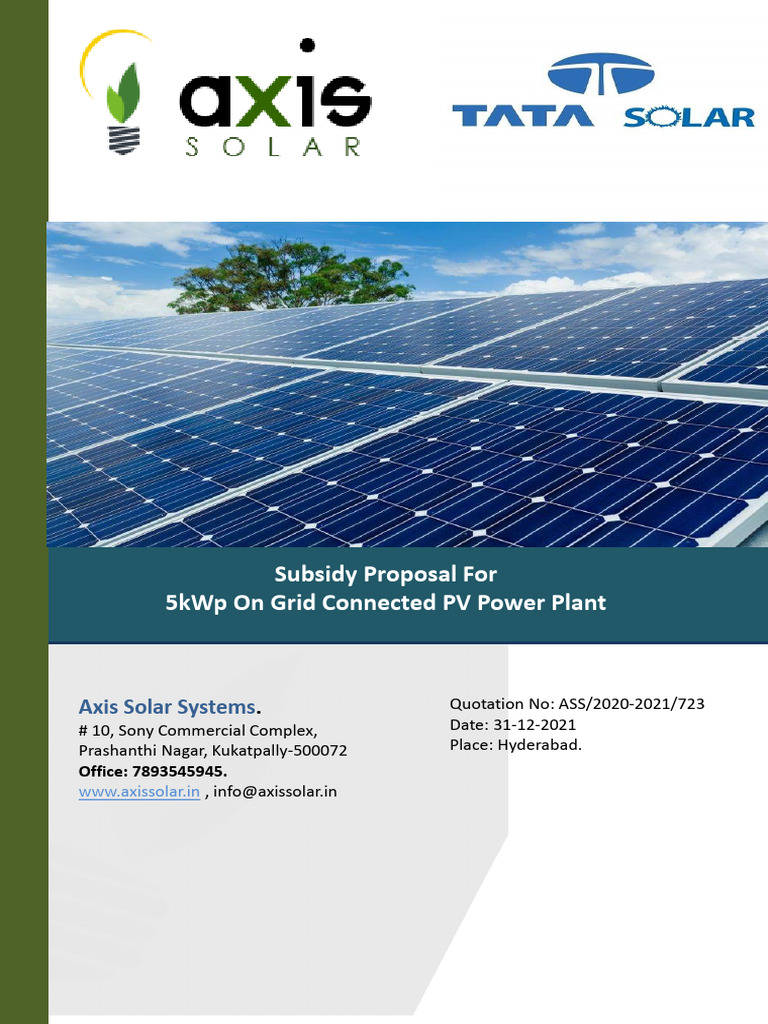 5kWp On-Grid Solar Subsidy Proposal | PDF | Technology & Engineering