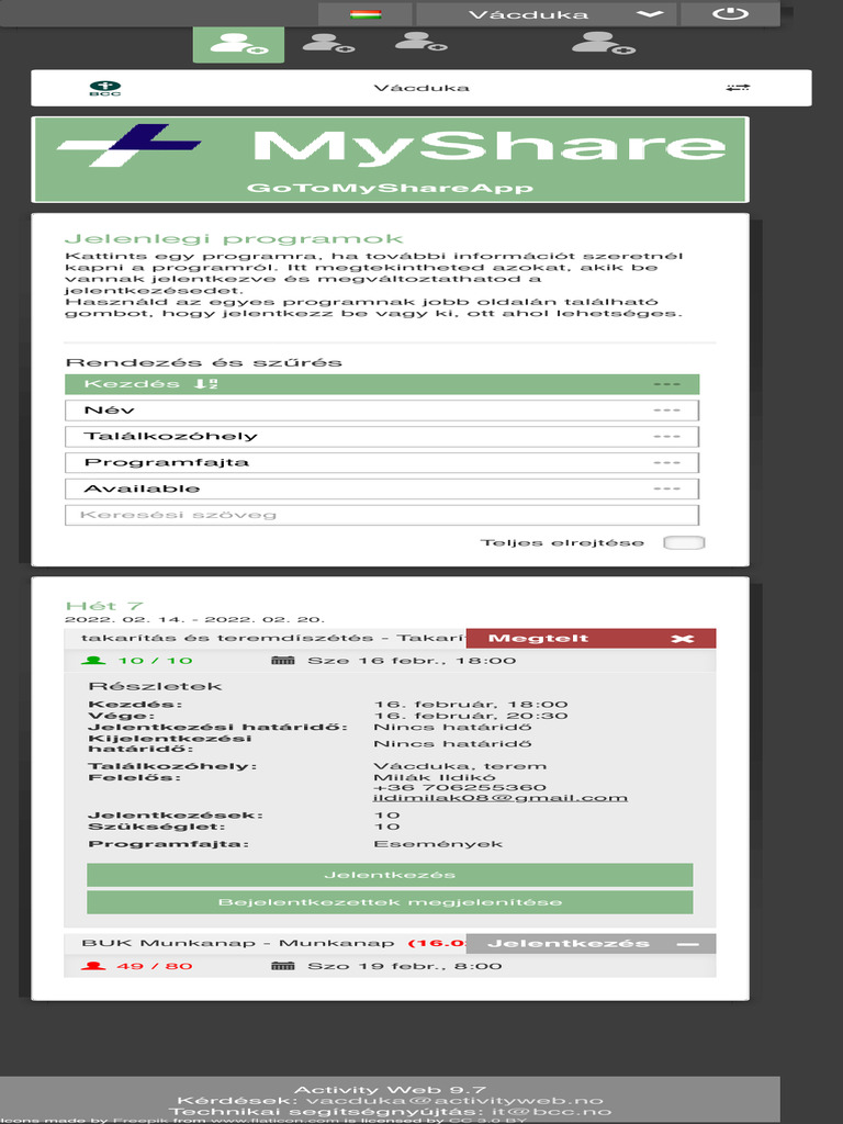 Jelentkezés - My Share | PDF