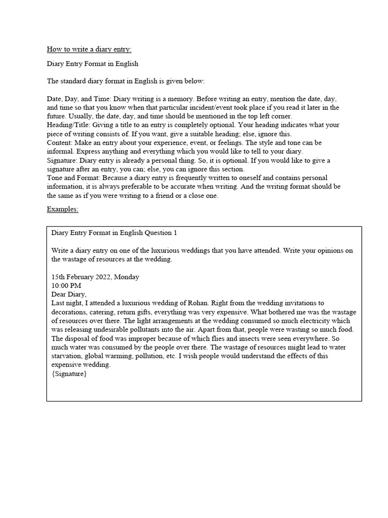 How to Write a Diary Entry | PDF