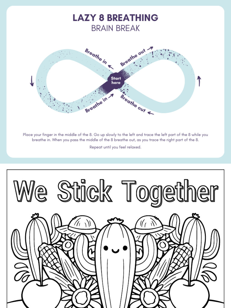 White Light Blue Lazy Eight Breathing Brain Break Worksheet | PDF