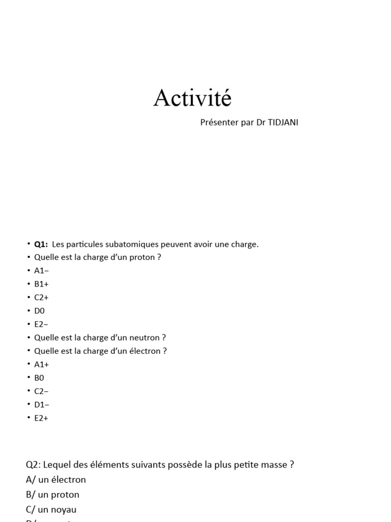 Activité | PDF | Proton | Neutron