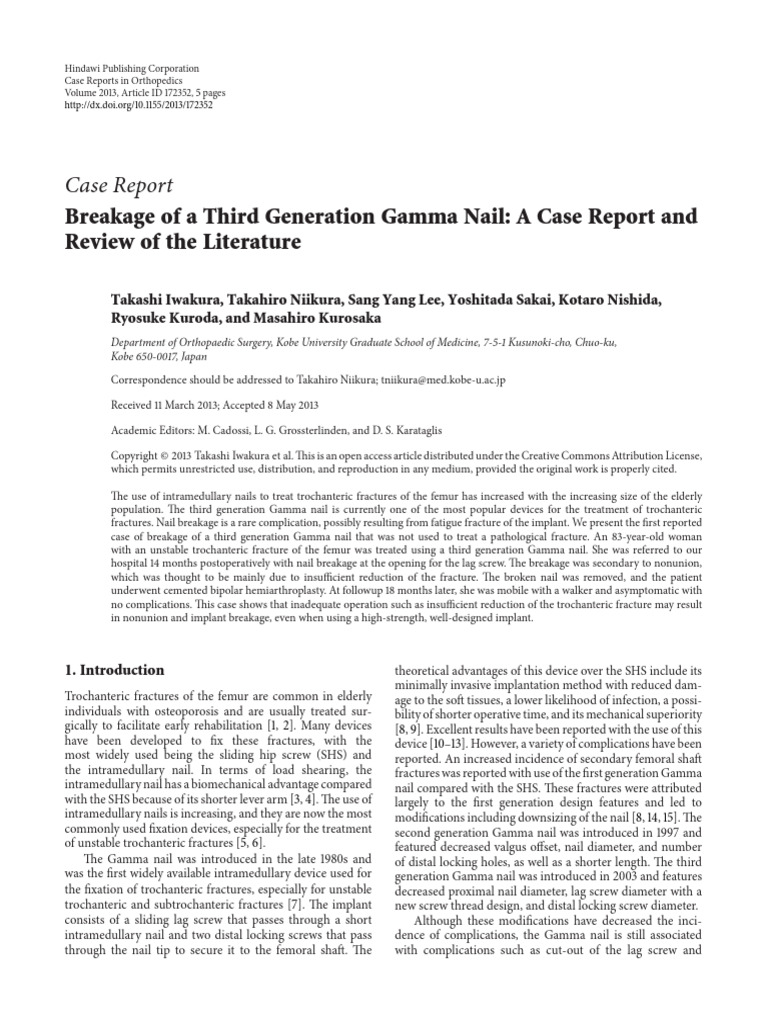 Breakage of A Third Generation Gamma Nail A Case R | PDF