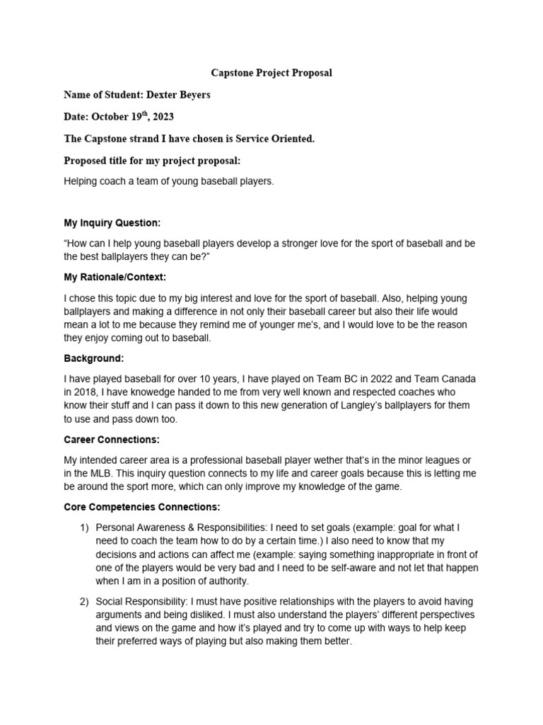 Capstone Project Proposal | PDF | Mentorship | Thought