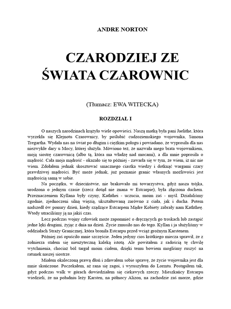 Andre Norton - Czarodziej Ze Swiata Czarownic | PDF Andre Norton - Czarodziej Ze Swiata Czarownic | PDF