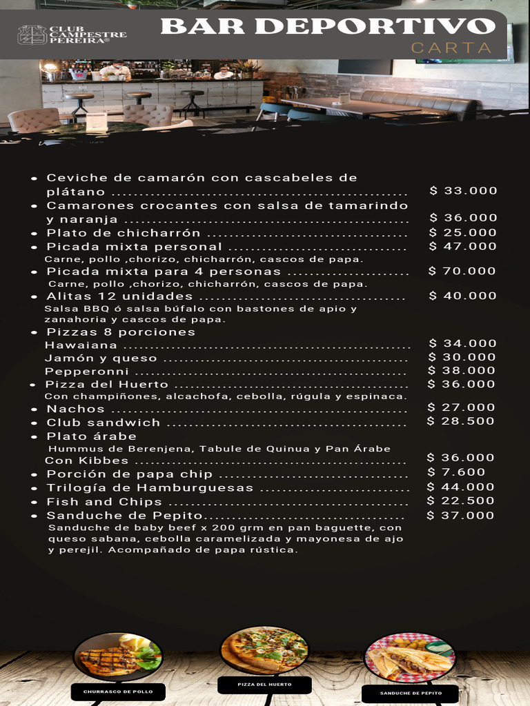 Carta Bar Deportivo - 2024 | PDF