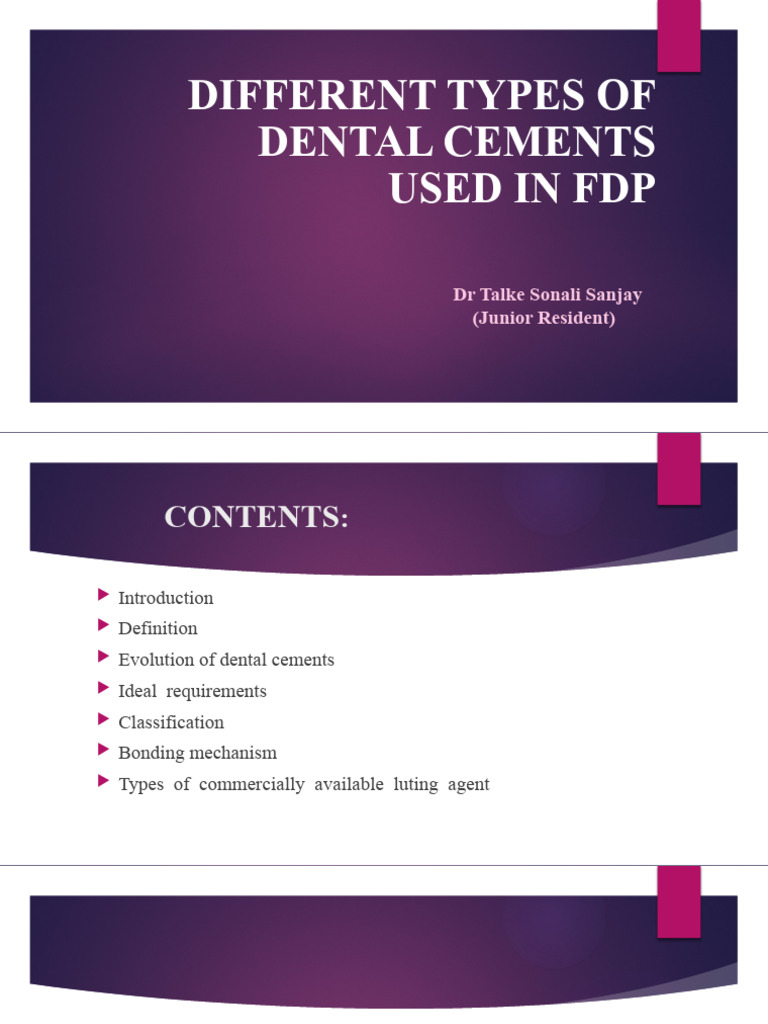 Types of Dental Cements for FDP | PDF | Science & Mathematics ...