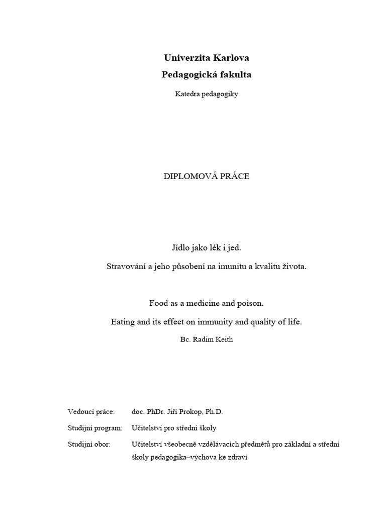 Jídlo Jako Lék I Jed | PDF