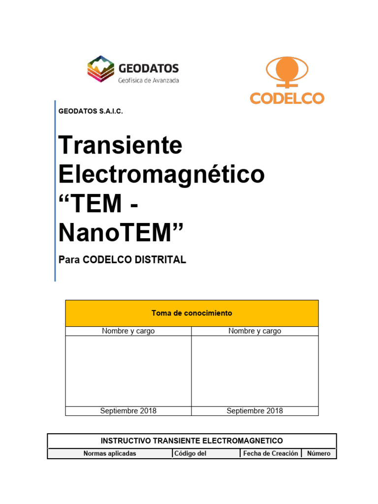 I-PR-03 Instructivo TEM - GEODATOS - DMH | PDF | Ciencia y matemáticas | Informática