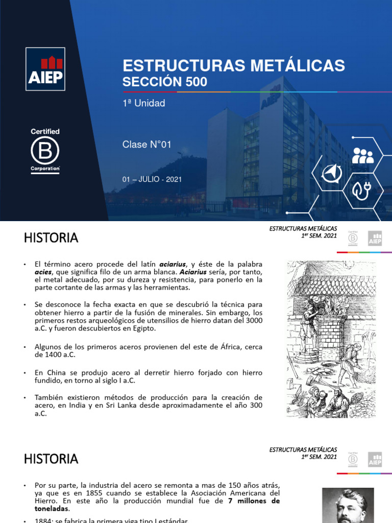 Clase N°01 - Estructuras Metalicas - 501 - 01.07.2021 | PDF