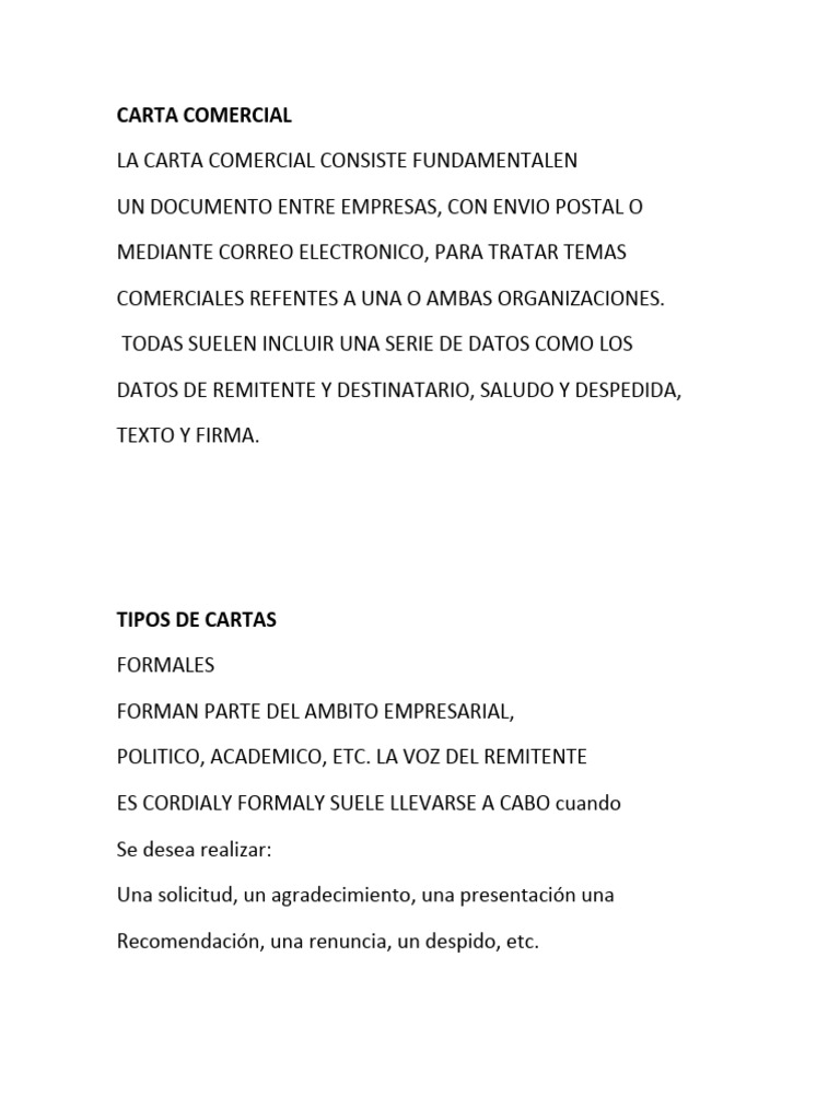 Guía de Cartas Comerciales | PDF
