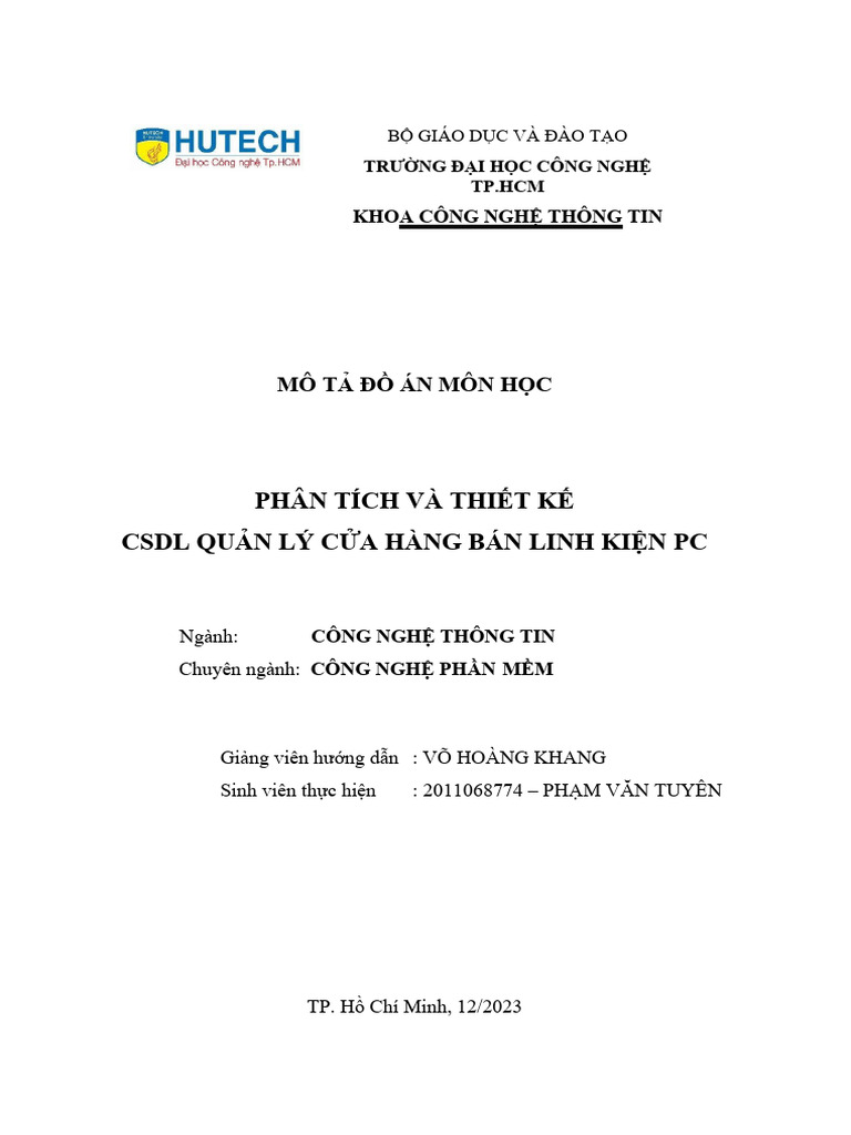 Pham-Tuyen.2011068774 CSDLNC | PDF