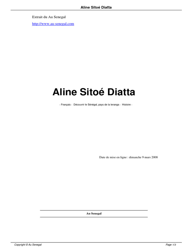 Aline Sitoé Diatta : Résistance et Légende | PDF