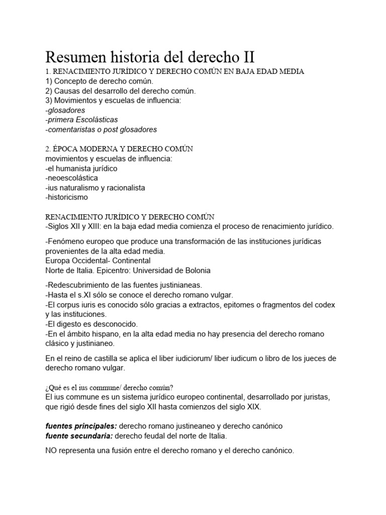 Historia del Derecho Común en Europa | PDF | Ley romana | Edades medias