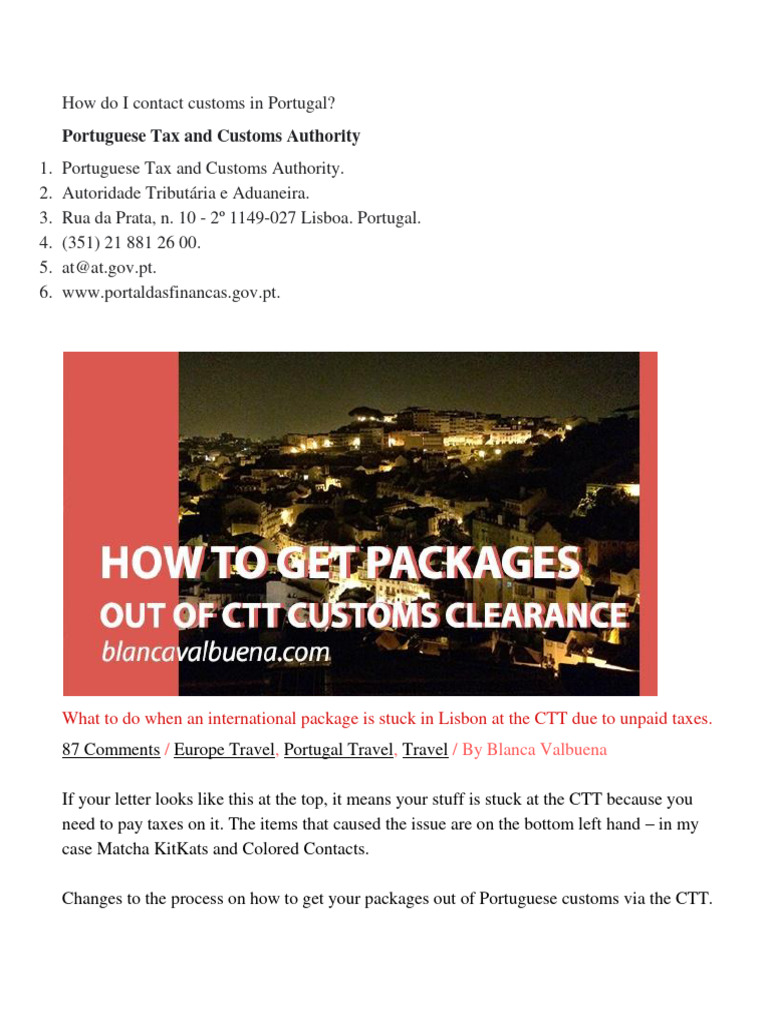 Contacting Portuguese Customs for Clearance | PDF | Customs | Sunscreen