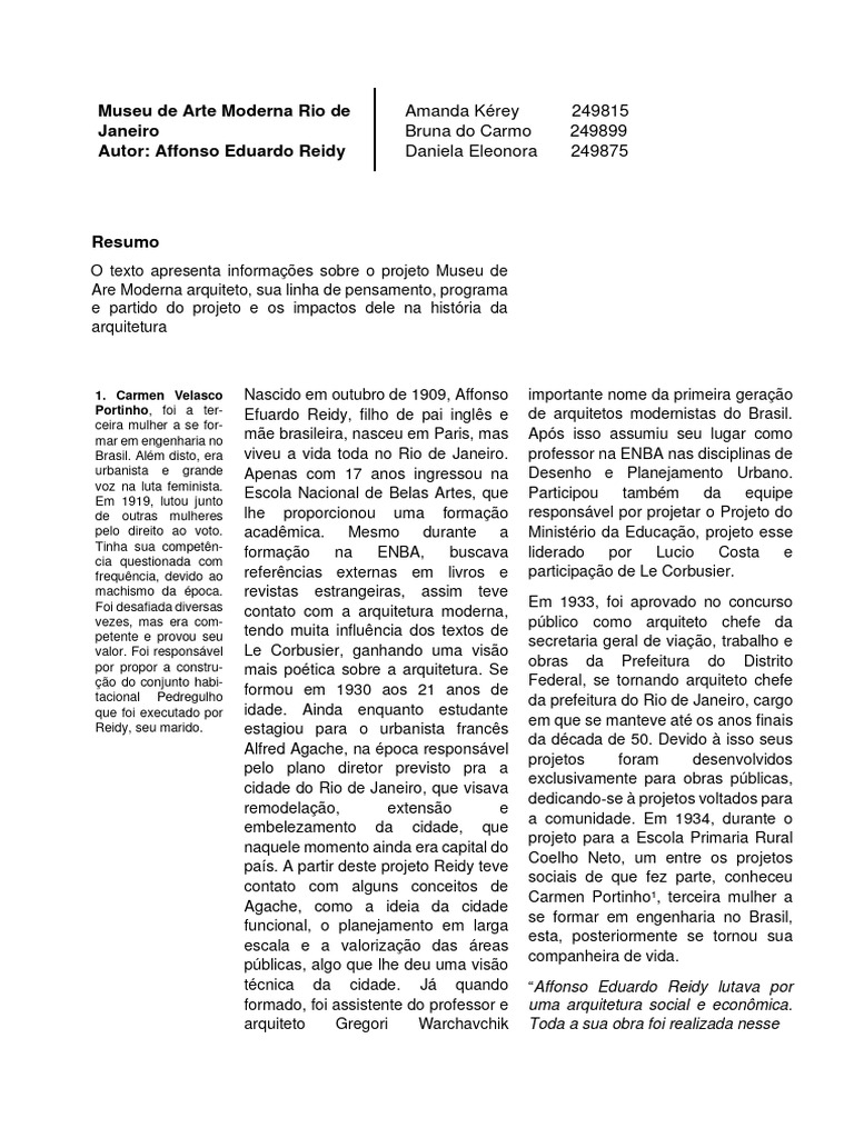 Reidy e o Modernismo no MAM RJ | PDF