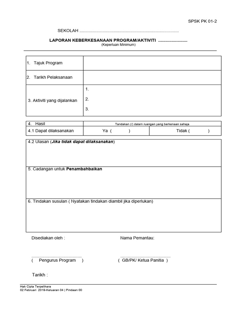 PK 01-2 Laporan Keberkesanan Program Panitia MP | PDF