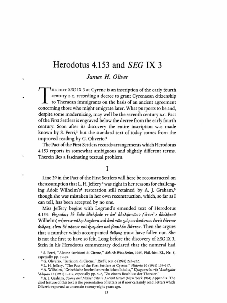 Herodotus 4.153 and SEG IX 3 | PDF | History
